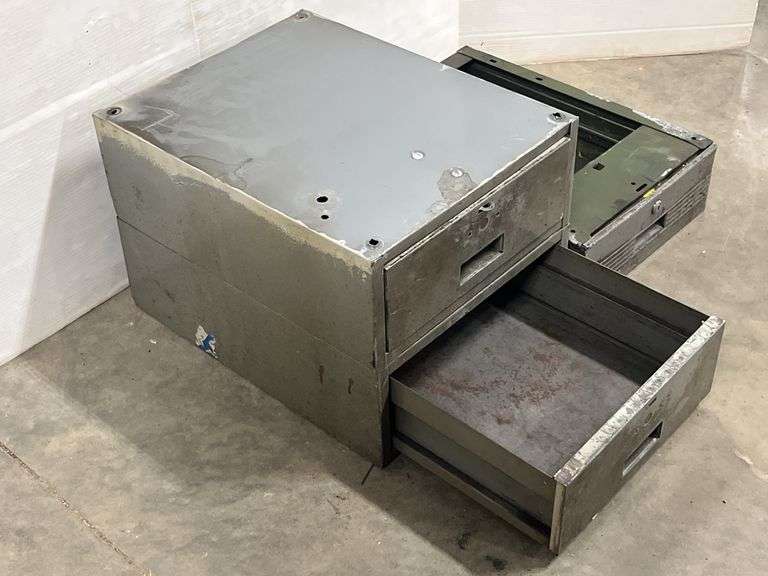 (3) Older steel lyon workbench drawers, 14"W x 5 1/2"H - Albrecht ...