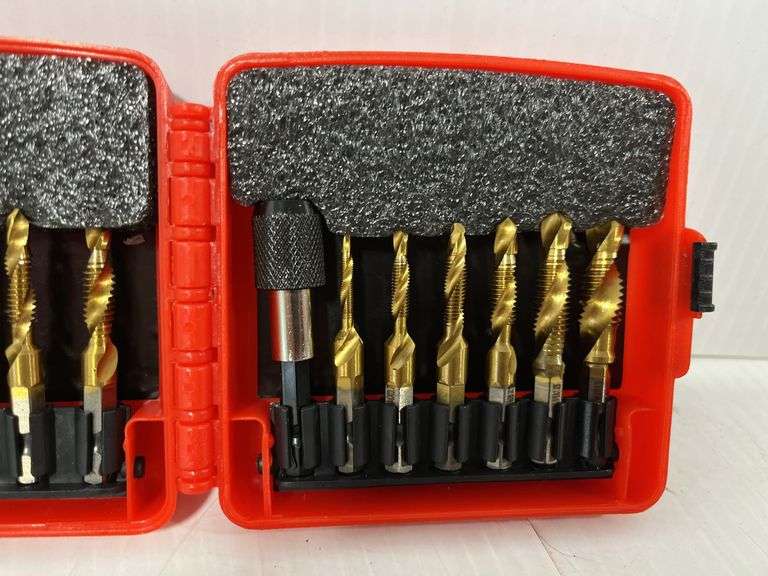 13-Piece drill tap bit set, 3-in-1 coated screw tapping bit tool for ...