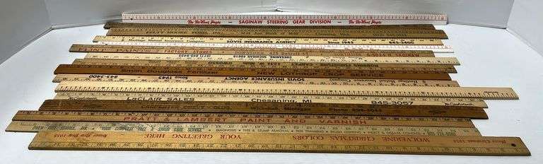 Assorted yard sticks, includes: (1) Metric stick, 3 1/2CM x 3M, and (15 ...