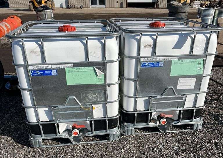 (2) 275-Gallon plastic totes with cage, one year old, used once for ...