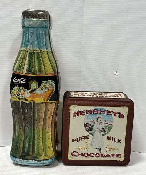 Coca-Cola and Hershey's tins, up to 13"L, some wear - Albrecht Auction ...