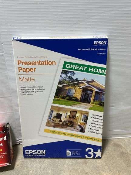 Office supplies, include: Epson, presentation paper, 13" x 19", 90 ...