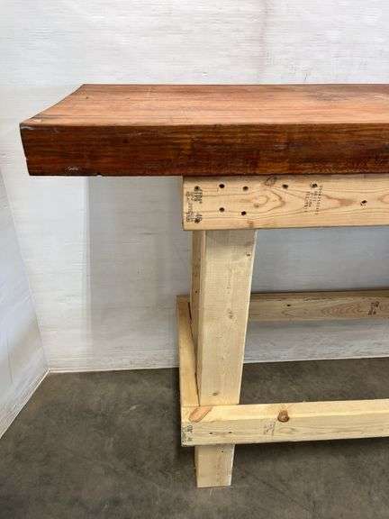 Solid wood workbench, 88"W x 18 1/2"D x 36"H - Albrecht Auction Service