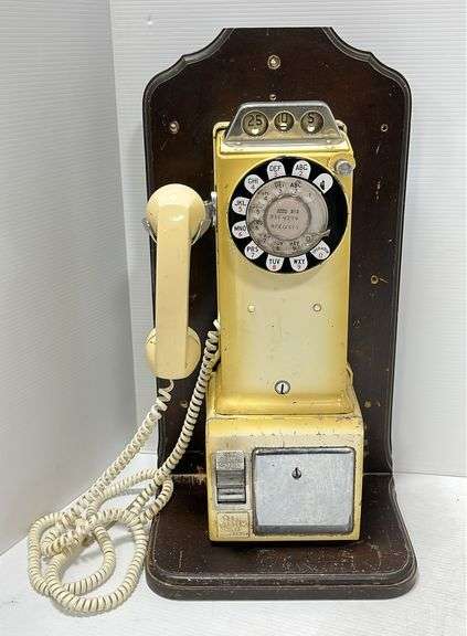 Yellow Bell System payphone, made by Western Electric, overall- 11"W x ...