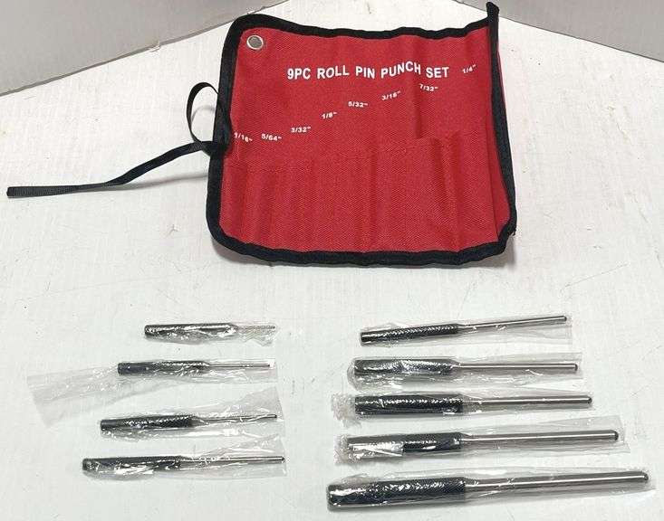 9-Piece roll pin punch set, 1/16" to 5/16" with comfort grip handles ...