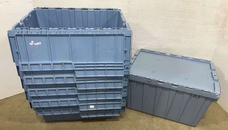 (6) Hard plastic storage containers, large size, made by Lewis Plastics ...