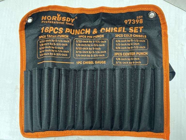 16-Piece punch and chisel set, includes: 5- Taper punches, 5- Pin ...