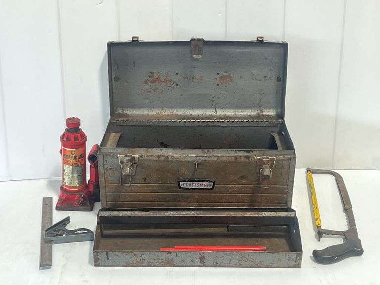 Craftsman tool box with inner tray, includes: Hacksaw, combination ...