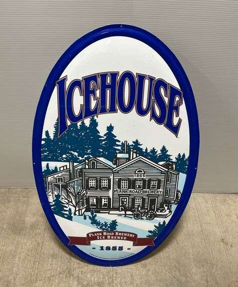 "Icehouse Plank Road Brewery 1855" metal sign, 19 1/2"W x 31"H, good ...