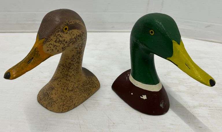 (2) Capt. Harry Jobes Heavy Cast Mallard Duck Bookends/Doorstops ...