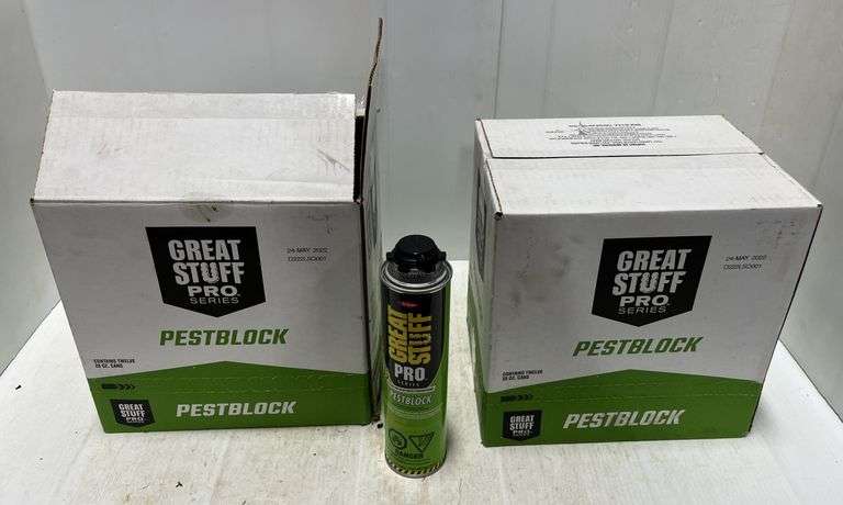 (2) Cases of pest block expanding foam insulation, Twelve 20 oz. cans ...