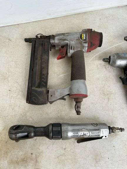 Good lot of pneaumatic tools Including wratchets, 18 ga stapler, cut ...