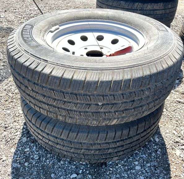 (2) 5-Lug steel wheels and tires, removed off 1995 Chevy G20 Van, tires ...