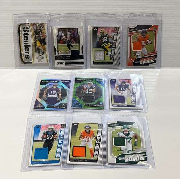 (10) Football cards with on-card memorabilia, authenticity is included ...