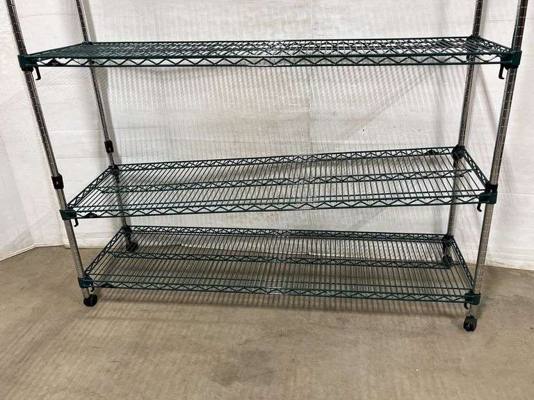 Metro shelves on wheels, 5'W x 6'H, rubber coated shelves, very good ...