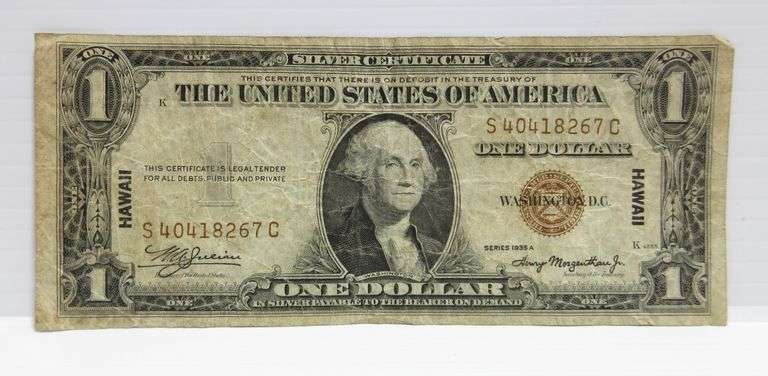 1935-A $1 Hawaii overprint note, no tears or holes - Albrecht Auction ...