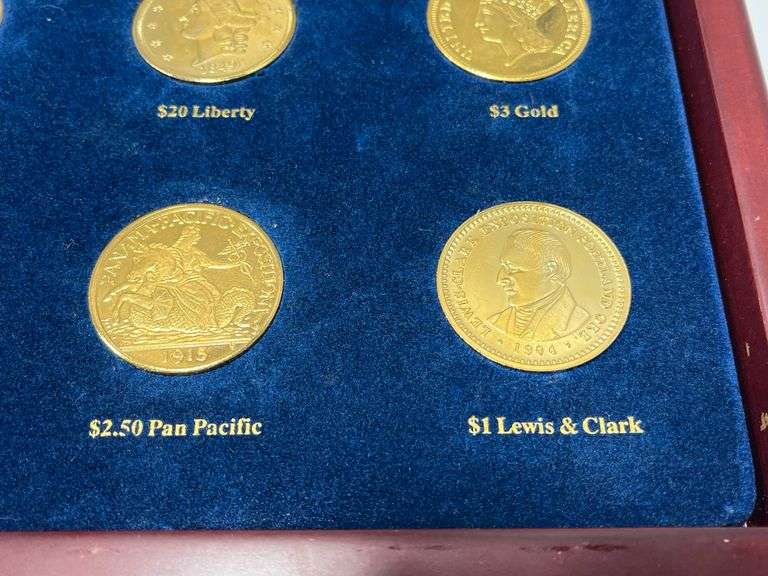 "A Tribute to America's Most Beautiful Gold Coins" wooden display box ...