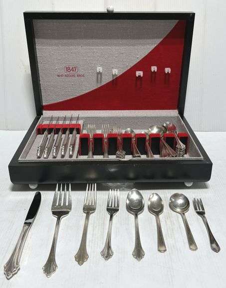 Assorted utensils, include: (12) Knives, (12) Dinner forks, (8) Dessert ...