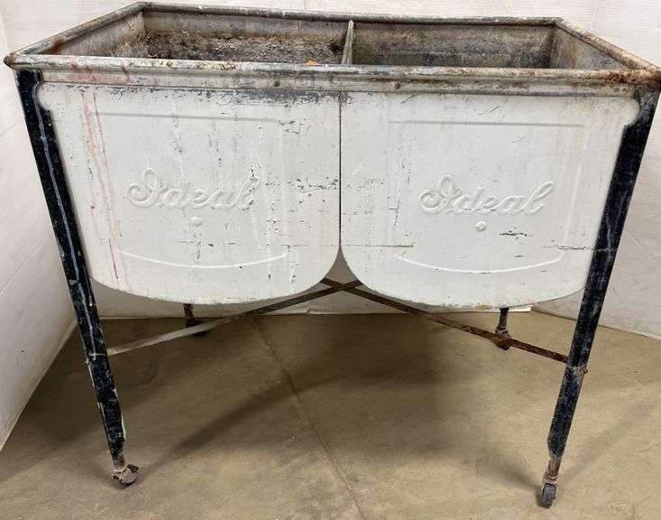 Two-basin wash tub by Ideal, approx. 20" x 33" x 3"H, needs cleaning ...