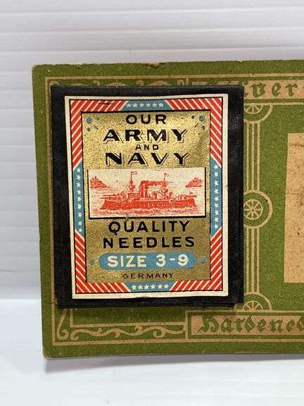 Vintage American army and navy needle book with brass lock, 1 1/4" x 1 ...