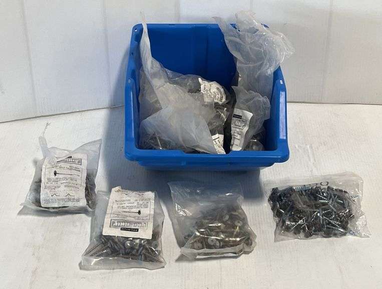 (8) Bags of Gray steel pole barn screws, 250 per bag, different shades ...