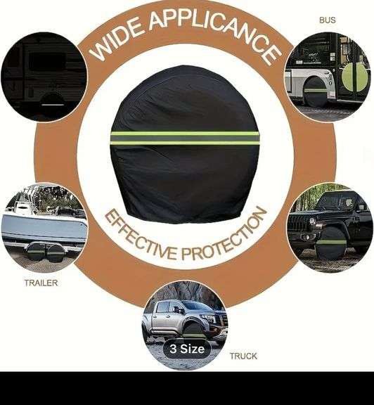 (4) High visibility car tire covers with reflective strips for better ...