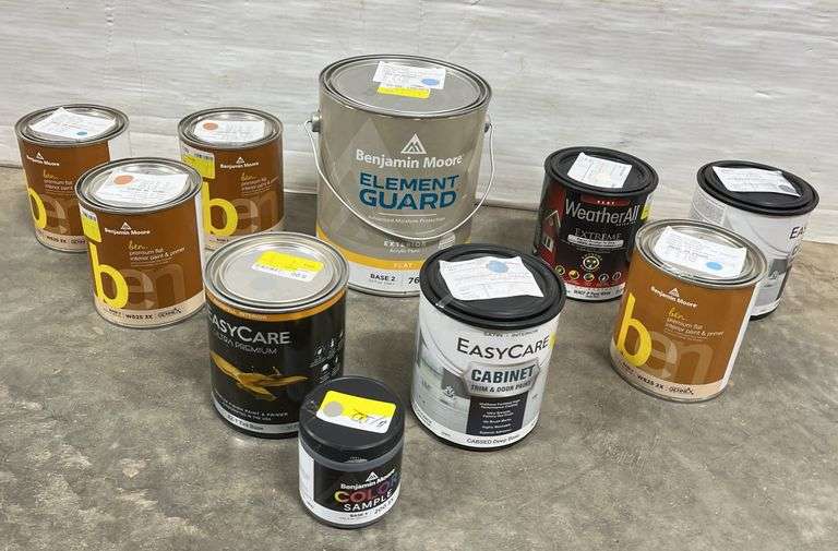 Assorted small paint cans with different color, one color sample jar, 1 ...