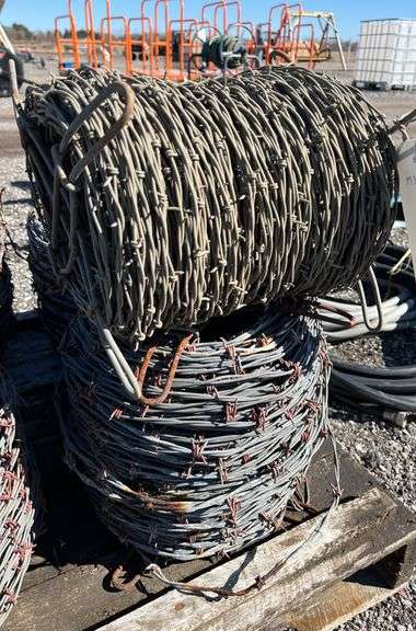 3/4 Full roll of barbed wire, Red brand, 12 1/2-gauge, 4-point, with 14 ...