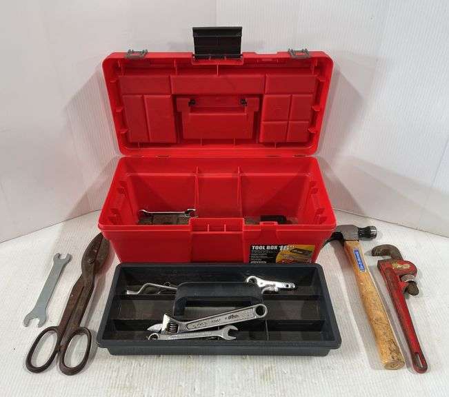 Tool set, includes: Hacksaw, coping saw, hammer, tin snips, (2) pipe ...