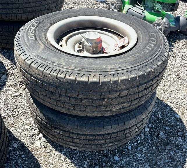(2) 5-Lug steel wheels and tires, removed off a 1995 Chevy G20 Van ...