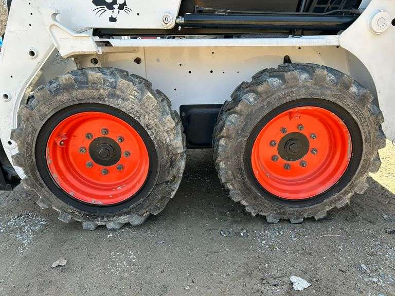 Bobcat Skidsteer S130 with Forks. Rear Stabilizer Arms for Backhoe ...