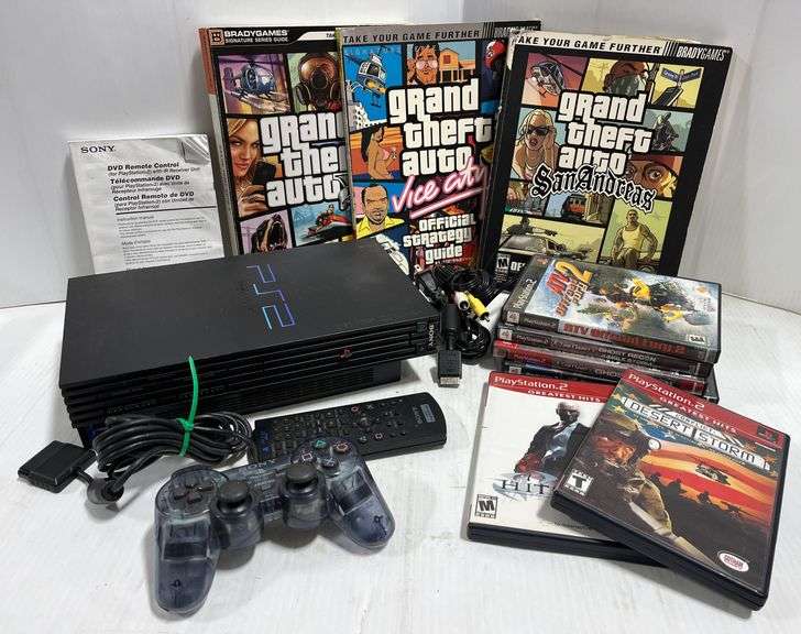 Playstation 2 with remote, controller, (6) games, and (3) books, up to ...