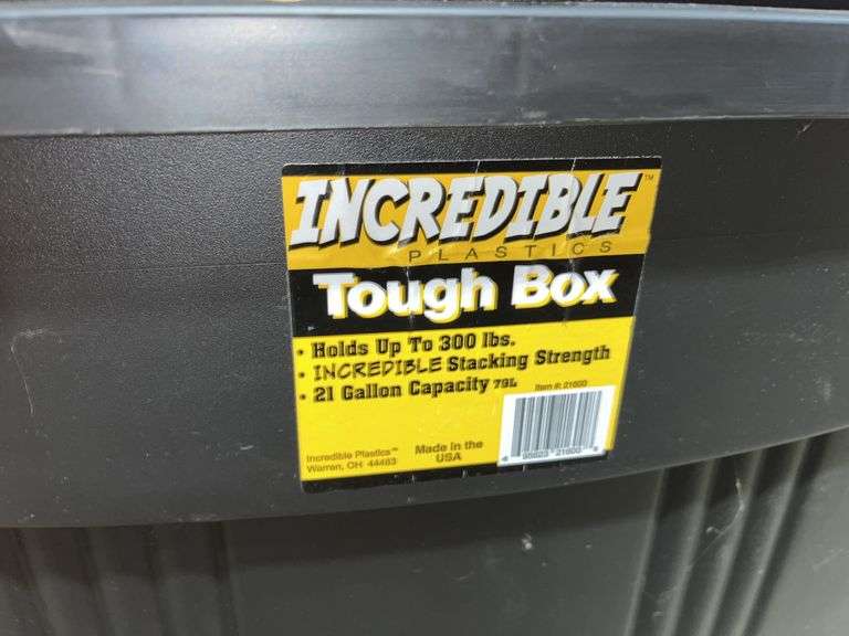 (5) Incredible Tough Boxes with black lids, 25"W x 20"D x 14"H, new ...