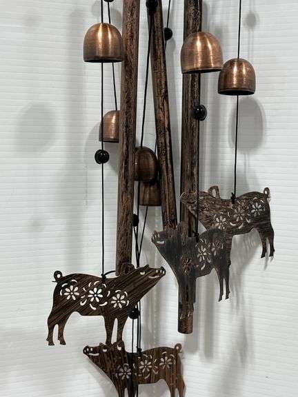 Handcrafted aluminium pig wind chime, six chimes, box- 11 1/4"L, new ...