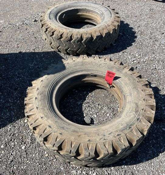 (2) Goodyear 8.25-20 10-ply tires with tubes and inner liners, fair ...