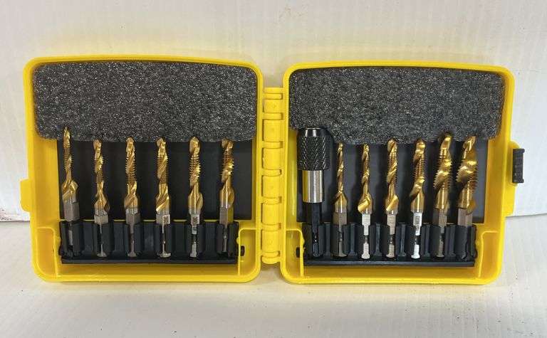 13-Piece titanium combination drill tap bit set, metric/SAE, quick ...