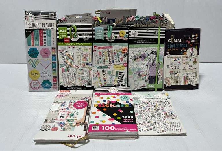 Over (50) books of journaling stickers, most are Happy Planner brand ...