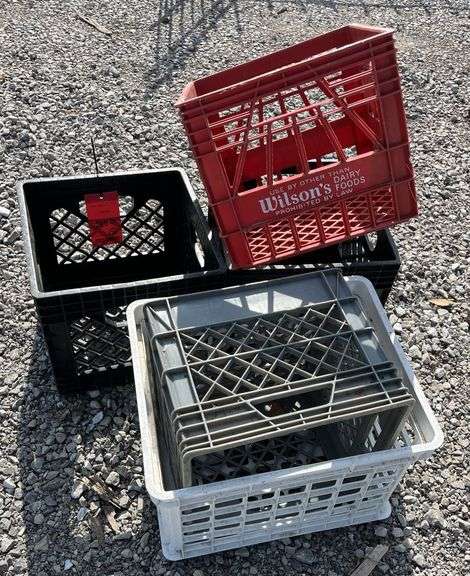 (5) Milk crates, 12" x 12" crates, used - Albrecht Auction Service