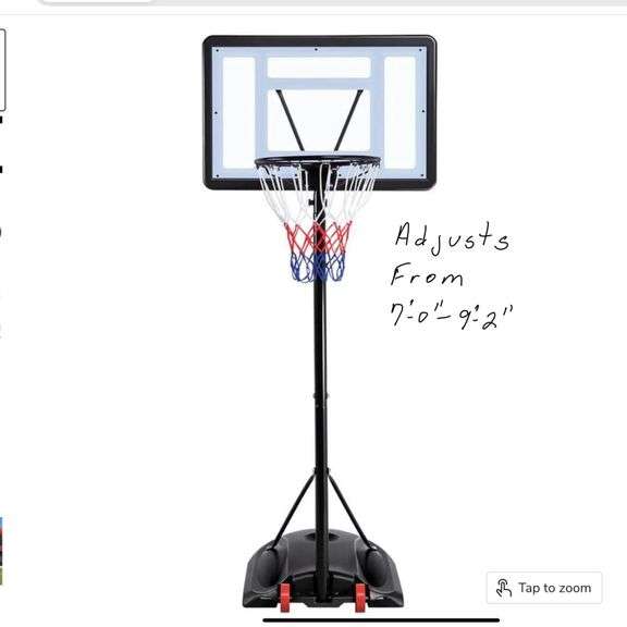 Youth basketball hoop set up 7' to 9'2"H, protective plastic still on ...
