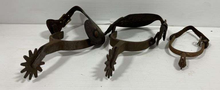 Pair of antique rowel spurs, possibly US Army, Spanish/American War era ...