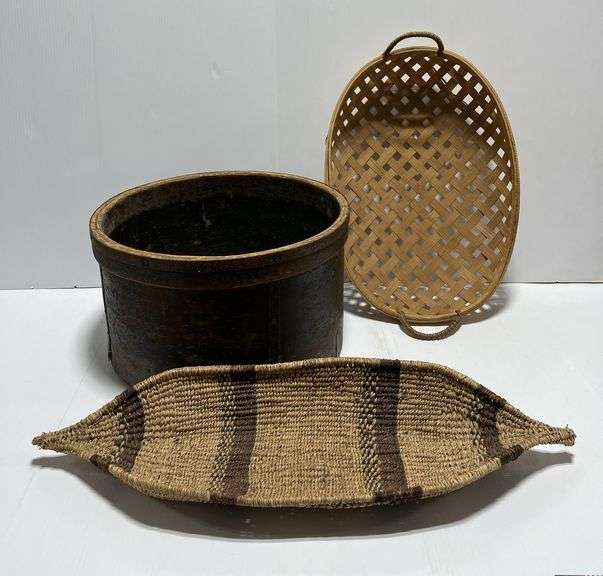 (3) Woven baskets, up to 24"L - Albrecht Auction Service