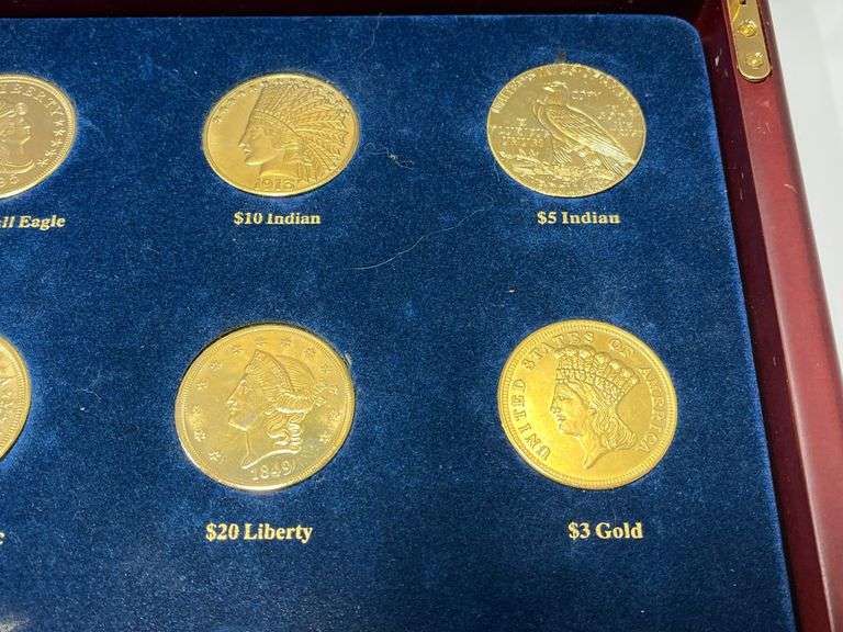 "A Tribute to America's Most Beautiful Gold Coins" wooden display box ...