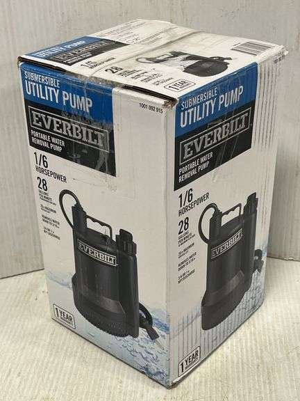 Everbilt submersible utility pump, portable water removal pump, 1/6 HP, moves up to 28-gallons ...