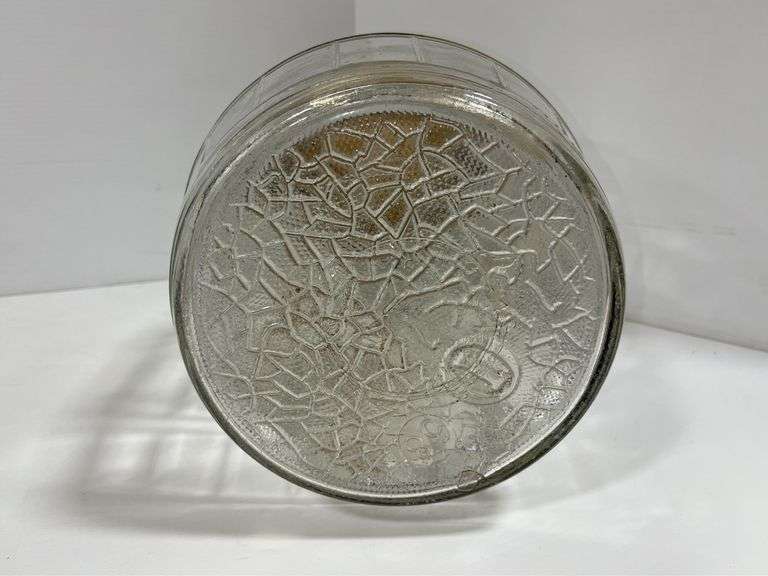 Large glass jar with lid, handle, and original Koegel's "Spiced Rings ...