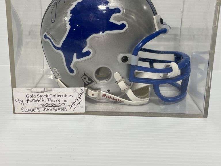 Live signature Barry Sanders mini helmet, Detroit Lions mini helmet ...