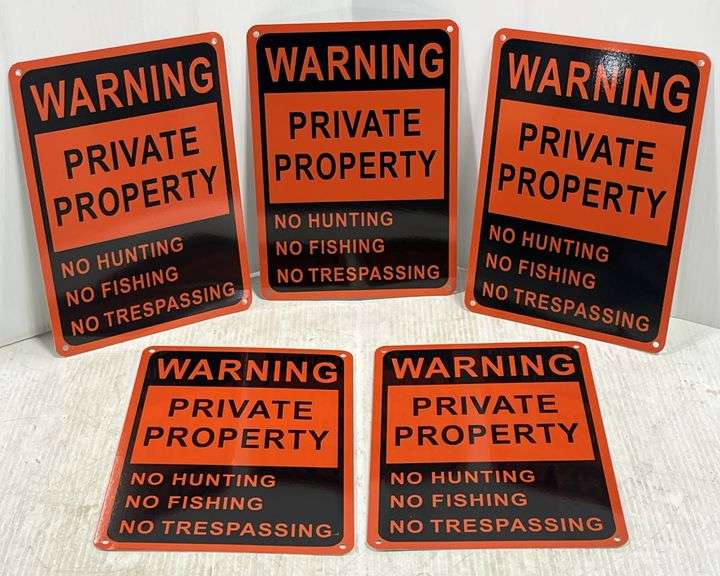 (5) "Warning Private Property", metal signs, 7" x 10", new - Albrecht ...