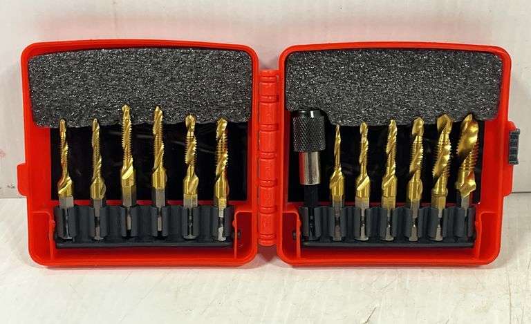 13-Piece drill tap bit set, 3-in-1 coated screw tapping bit tool for ...