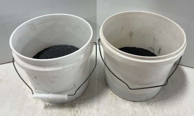 (2) Buckets of reloading shot, each gallon bucket is half full, appears ...
