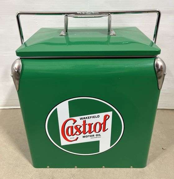Retro "Castrol" cooler, box- 12"W x 12"H, NIB - Albrecht Auction Service