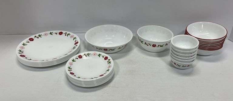 Set of Corelle dishes, include: (8) Dinner plates, (8) Salad plates, (8 ...